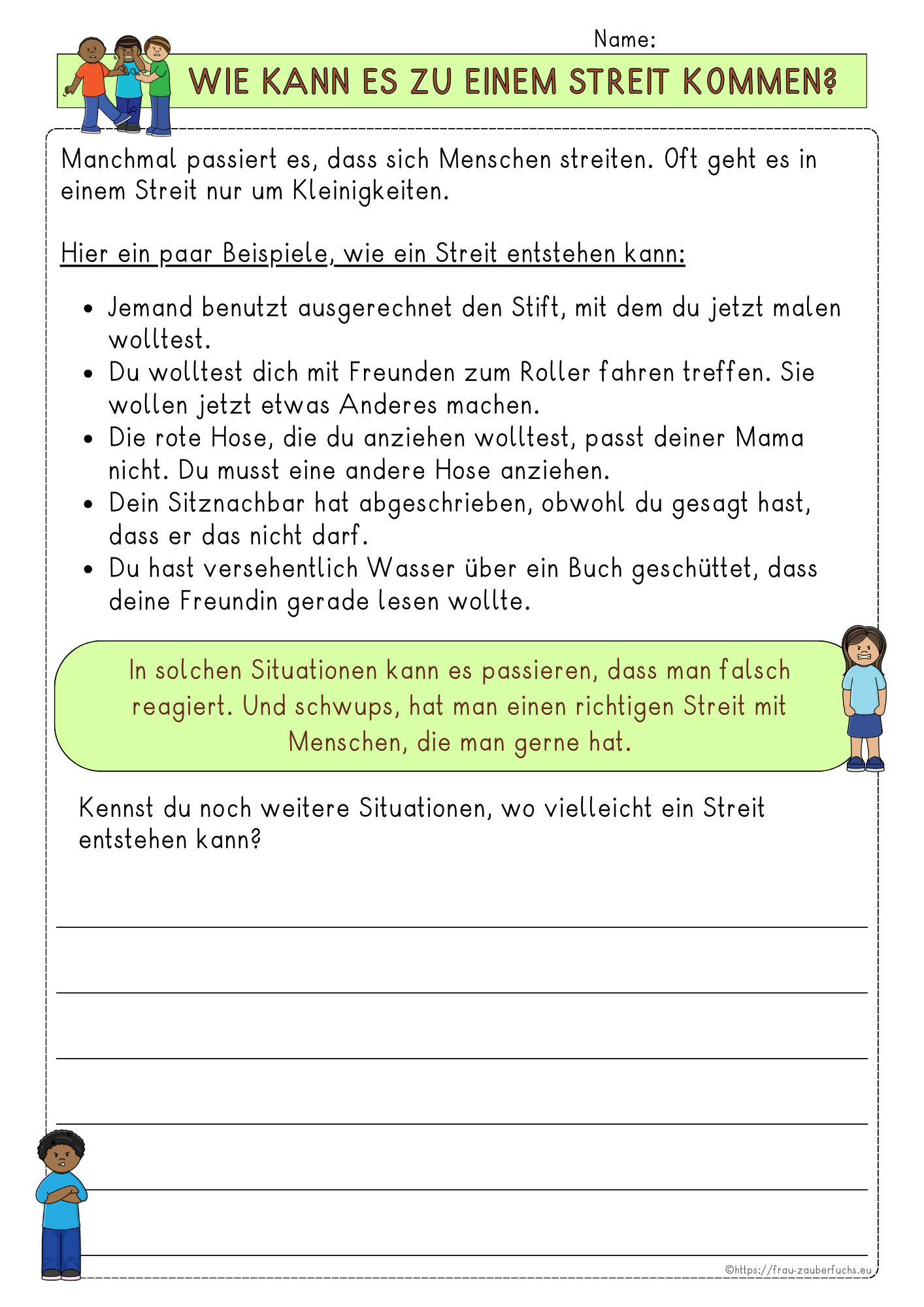 Streit und Versöhnung, Ethik u. Religion Grundschule