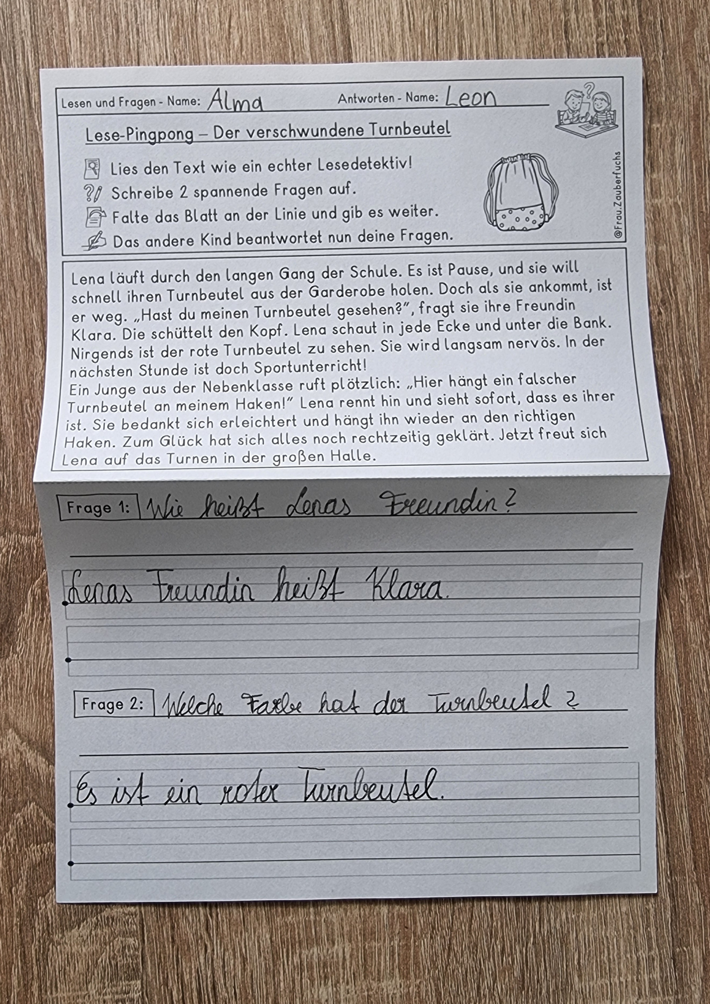 Lese-Pingpong - Leseverständnis Klasse 2 und 3